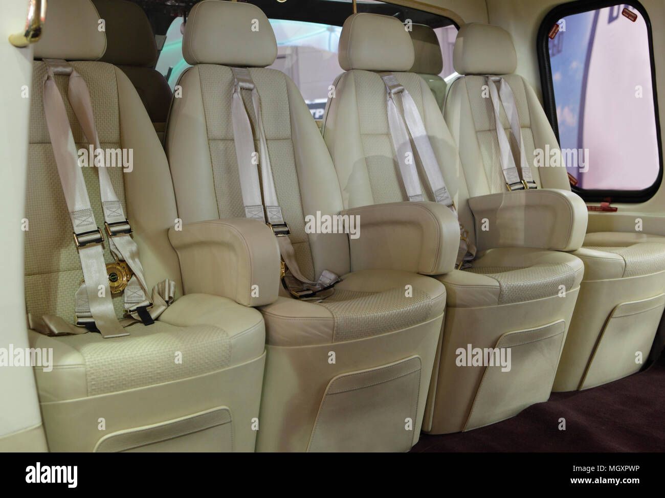 Passenger seats in a helicopter Stock Photo - Alamy