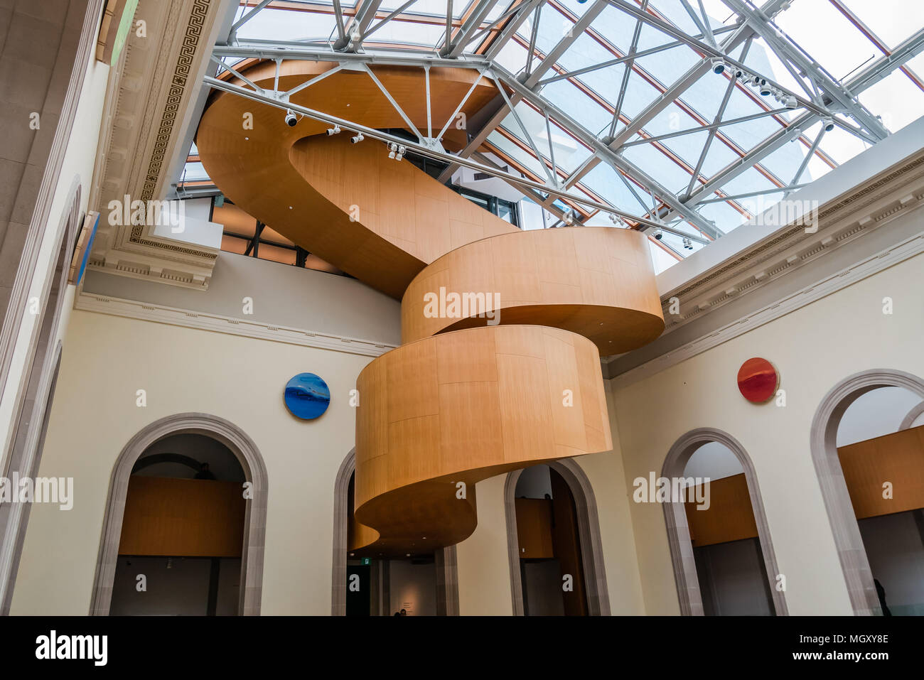 The baroque stair well is a wooden spiral stair case inside the art ...