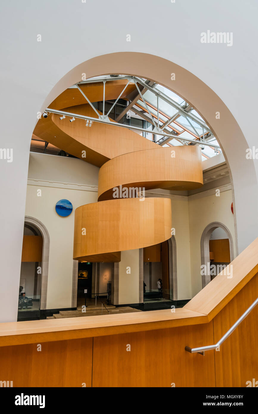 The baroque stair well is a wooden spiral stair case inside the art ...