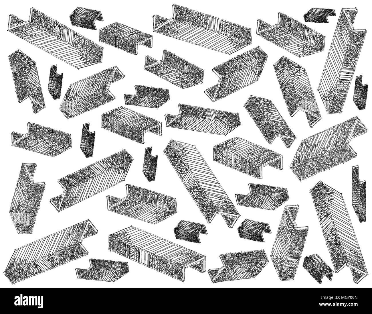 Office Supply, Illustration Wallpaper Background of Hand Drawn Sketch ...