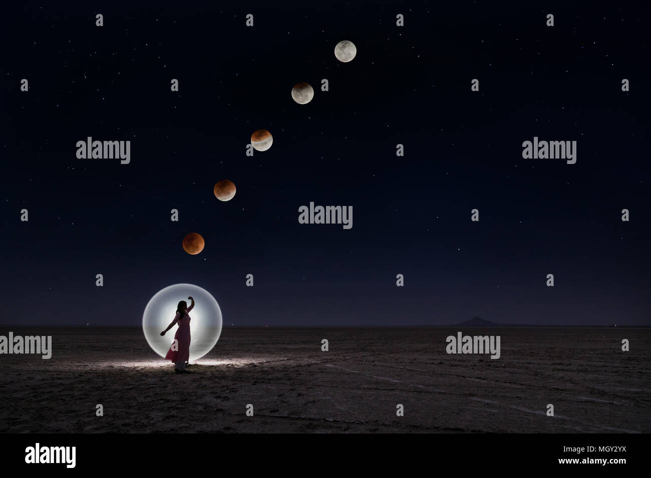 Blue blood super moon lunar eclipse trail captured and composed with ...