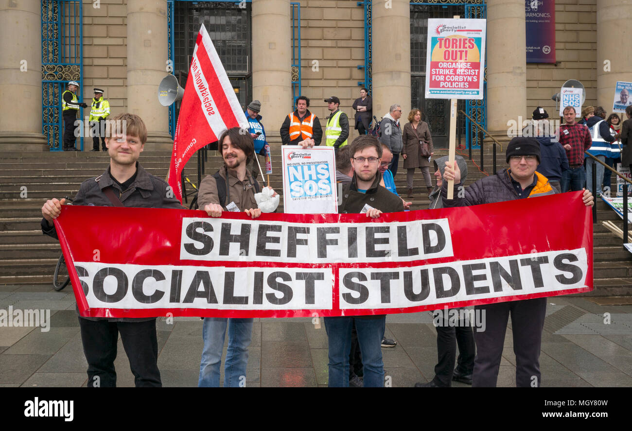 Sheffield Socialist Students holding banner at Sheffield Save our NHS ...