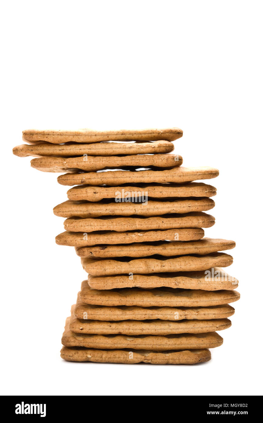 Stack of crackers on white background Stock Photo - Alamy