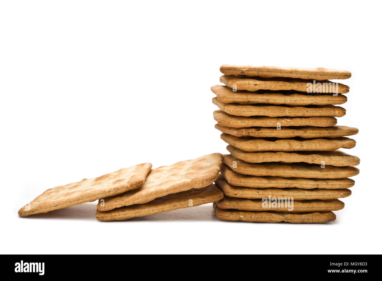 Stack of crackers on white background Stock Photo - Alamy