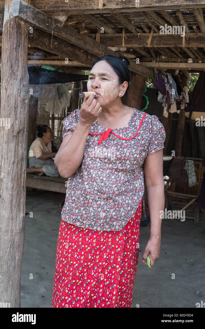 Local Villagers in Myanmar Smoking Cheroots Stock Photo - Alamy