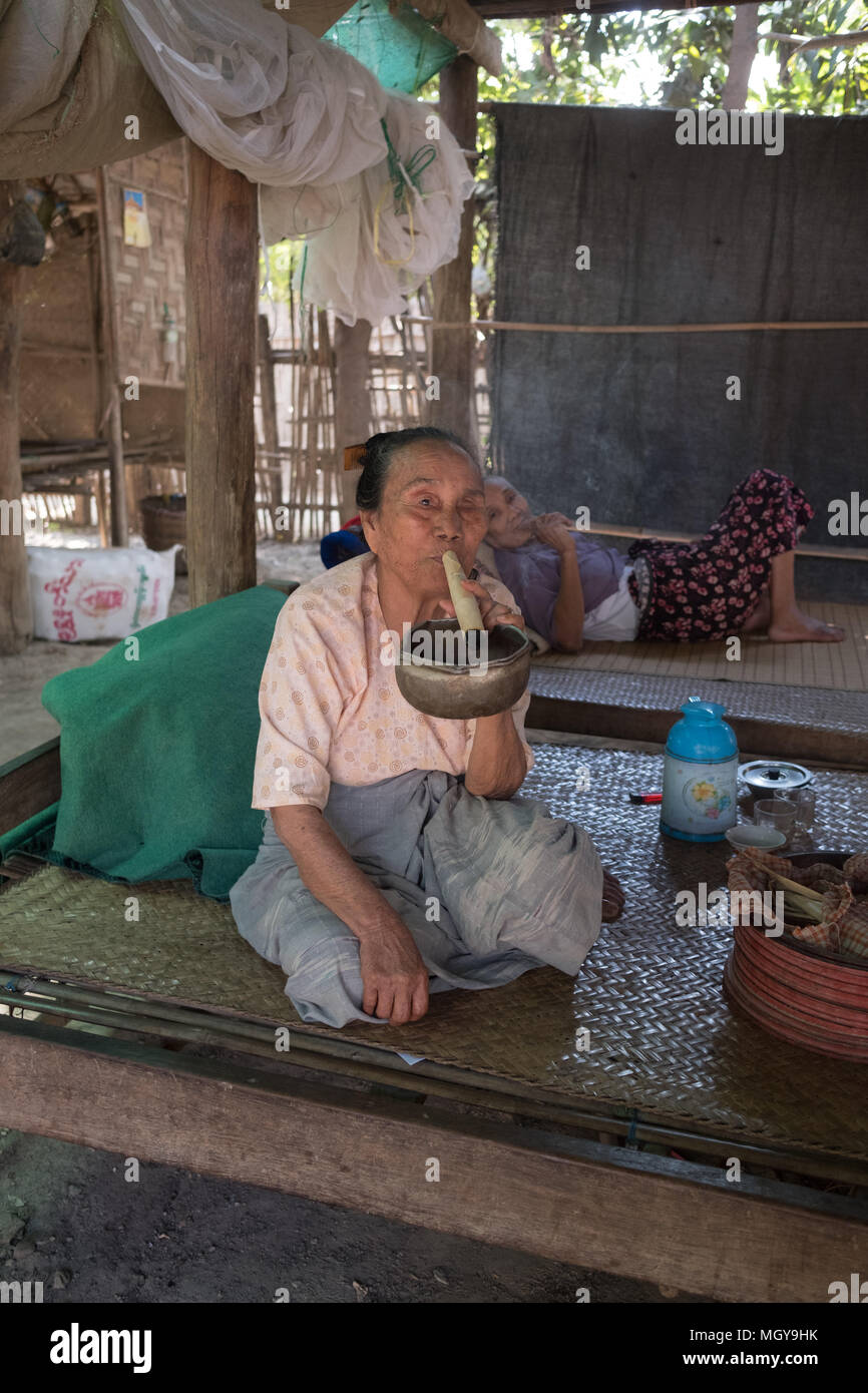 Local Villagers in Myanmar Smoking Cheroots Stock Photo - Alamy