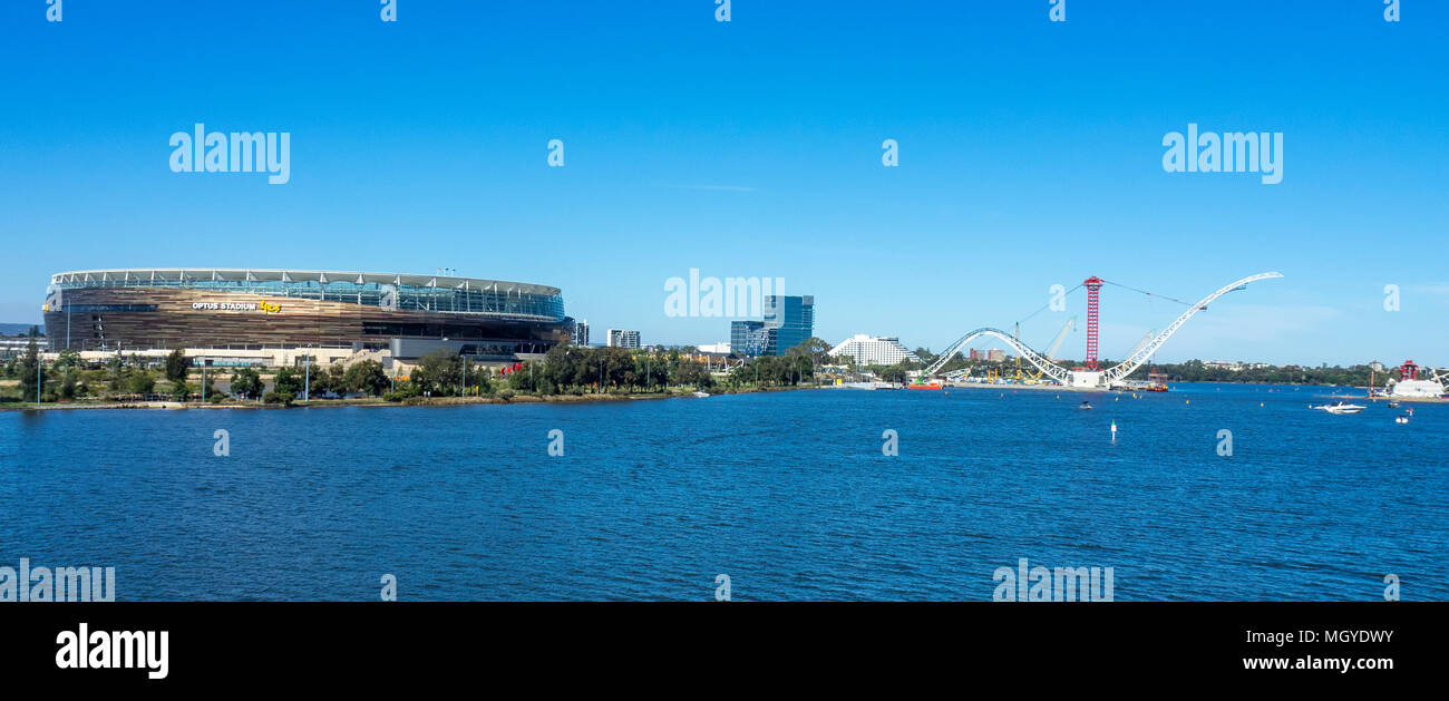 Construction of the Matagarup Bridge, a pedestrian bridge across the ...