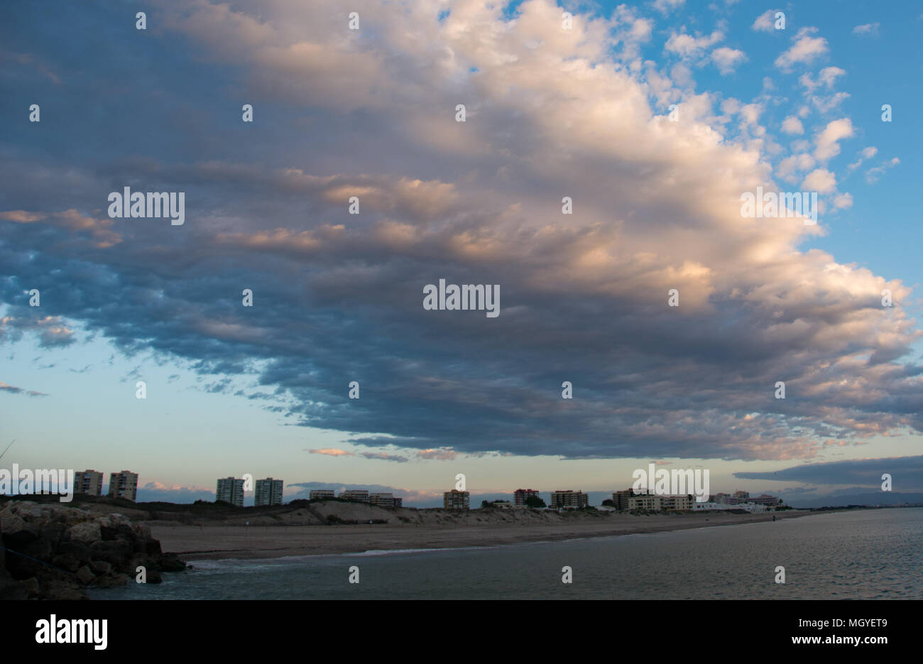 shapes and clouds. Mediterranean coast. Spring day after a storm Stock ...