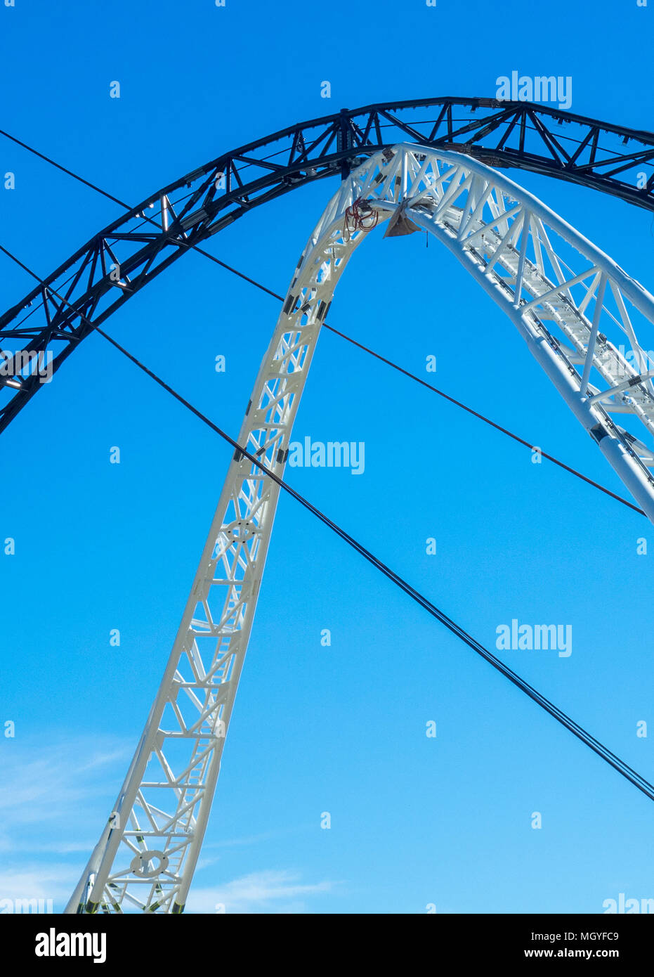 Construction of the Matagarup Bridge, a pedestrian bridge across the ...