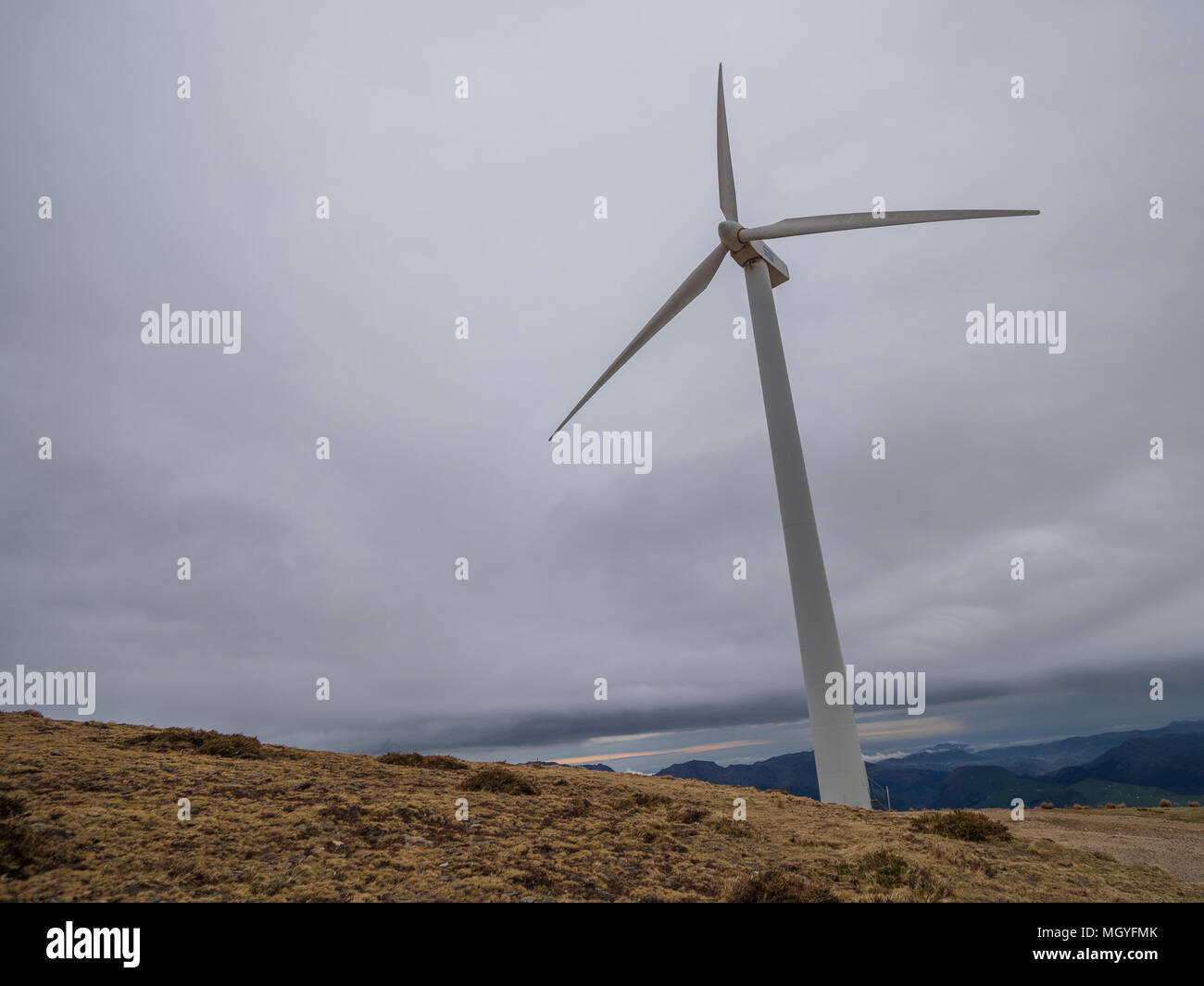 wind turbine with fog Stock Photo - Alamy
