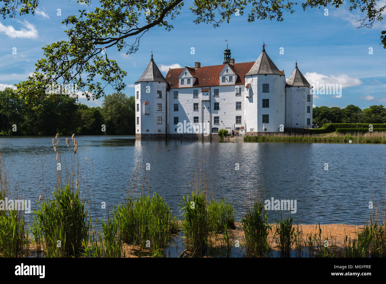 Gluecksburg Castle, moated castle, home to many European kings and ...