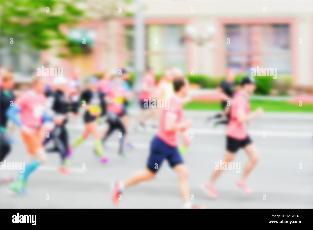 Marathon runners. Blurred abstract motion group of of running athletes ...