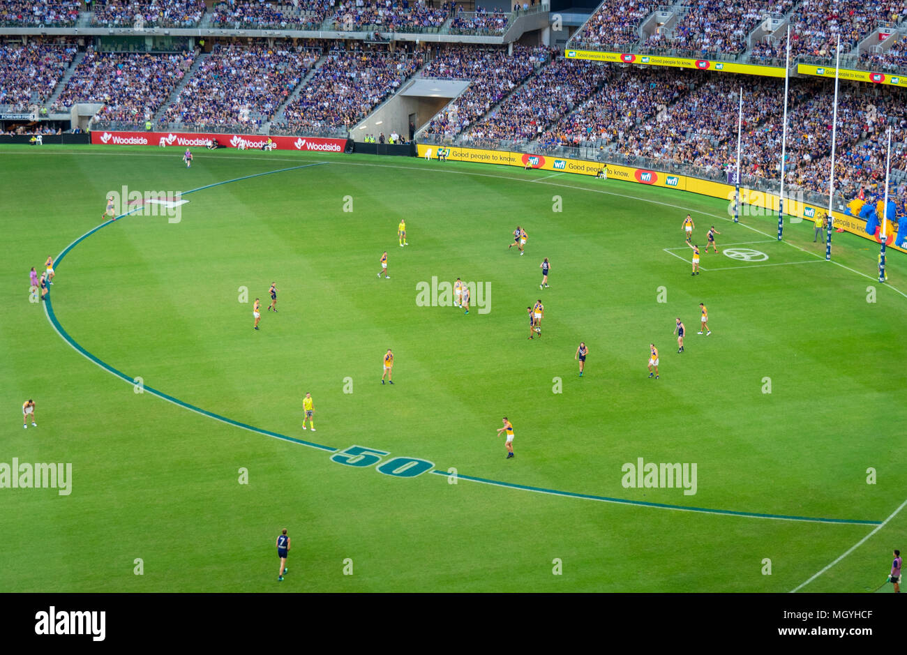 AFL teams Fremantle Dockers and West Coast Eagles playing their ...
