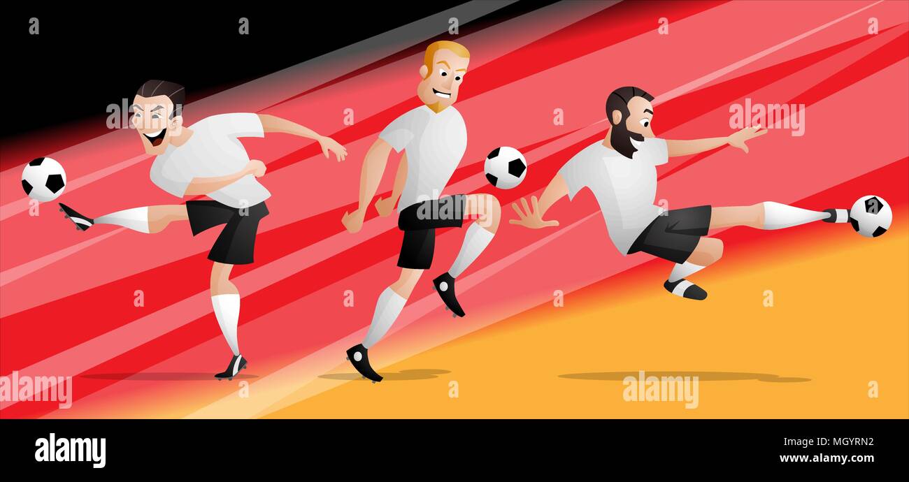 The set of team Germany football or soccer players kicking the ball ...