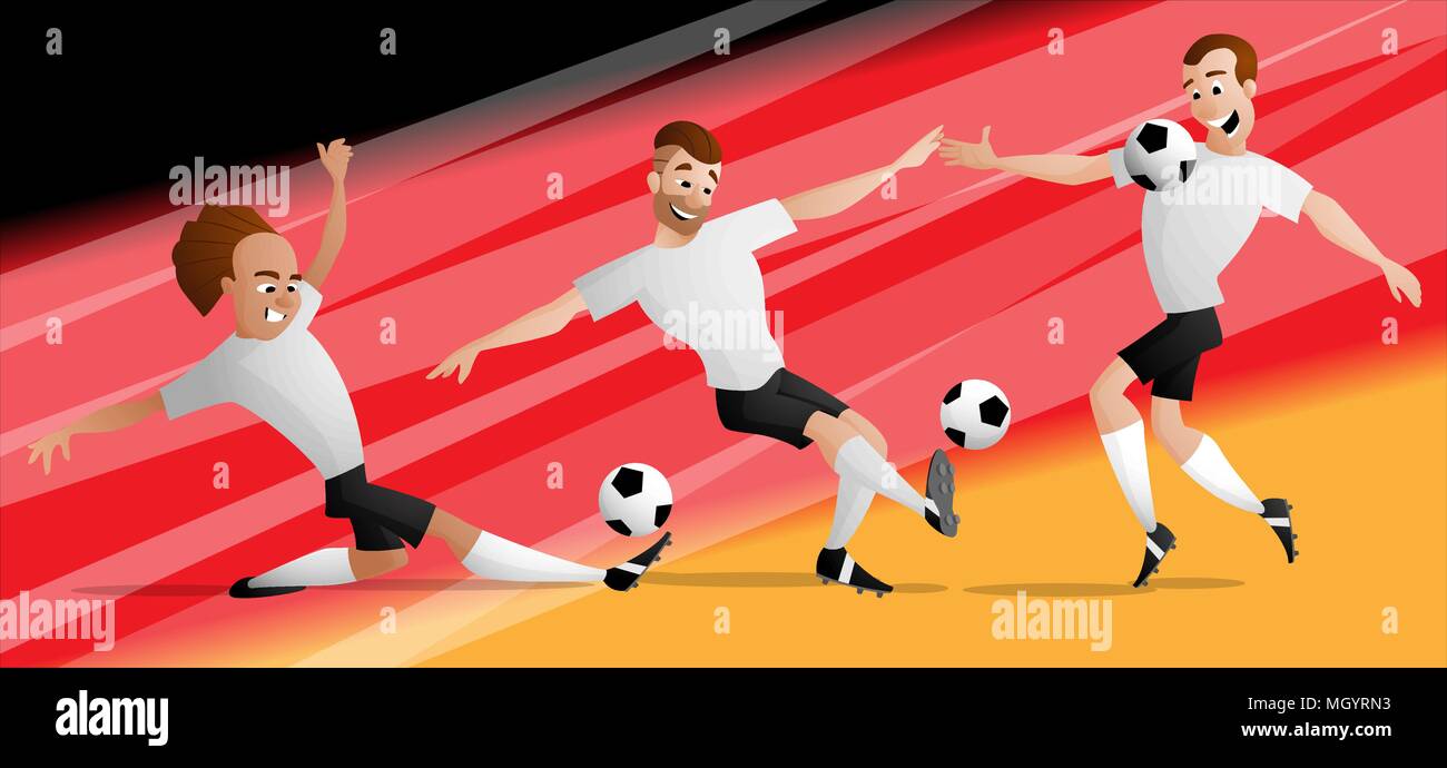 The set of team Germany football or soccer players kicking the ball ...