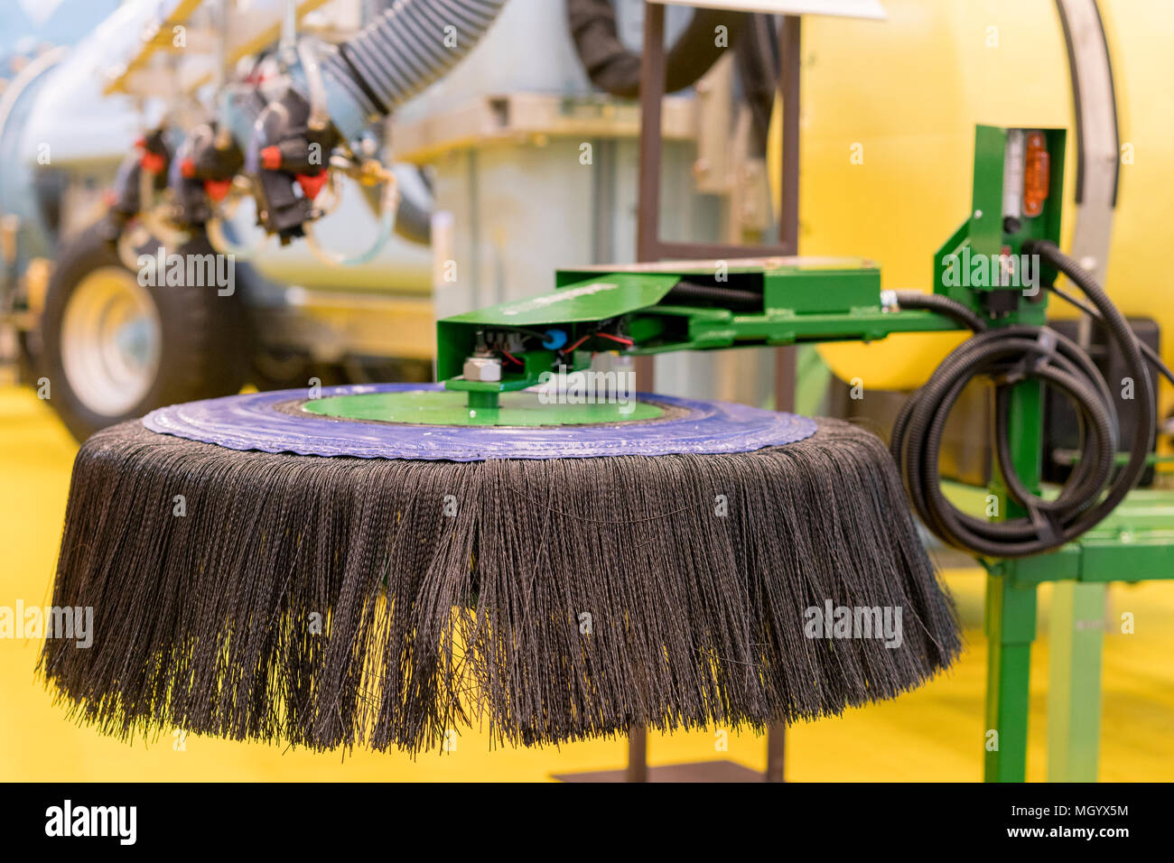 Street cleaning machine. Machine for cleaning streets. Exhibition ...