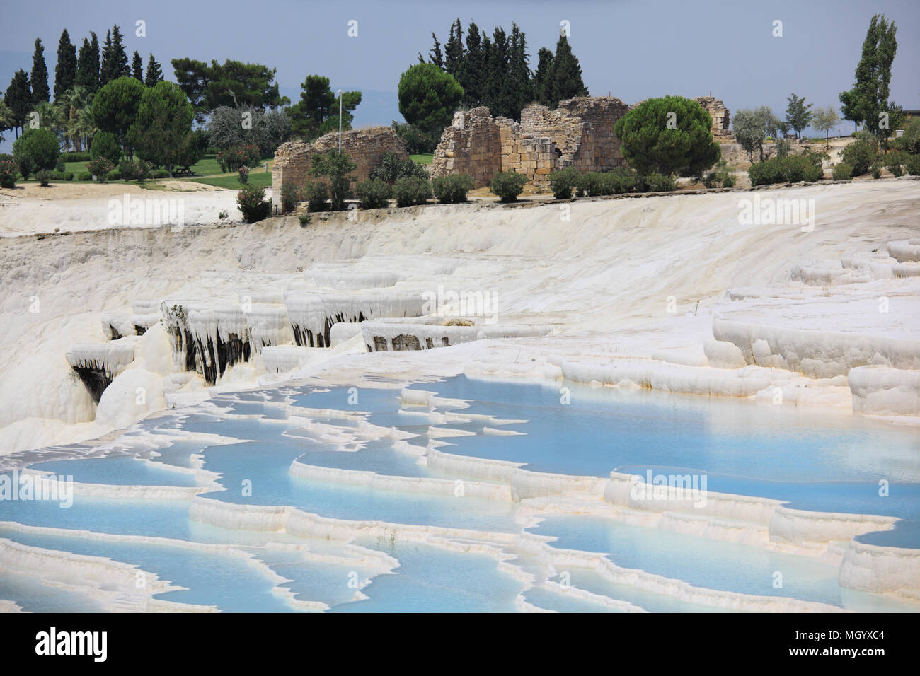 Travertine terraces of Pamukkale, Turkey Stock Photo - Alamy