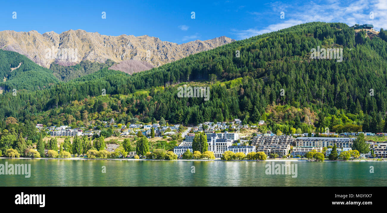 Queenstown South Island new zealand view of hotels and businesses on ...