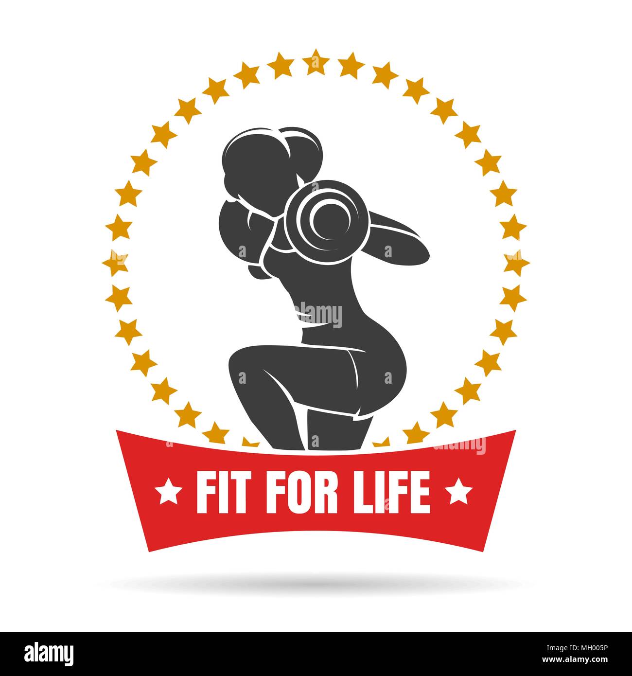 Bodybuilder or Fitness ClubTemplate. Athletic Woman Holding Weight ...