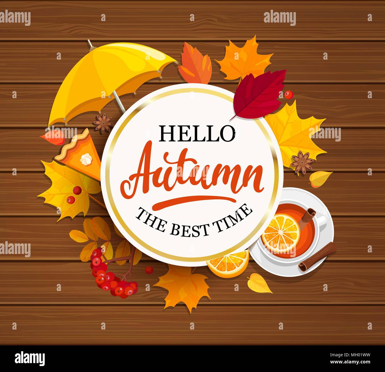 Tea autumn leaves on Stock Vector Images - Alamy