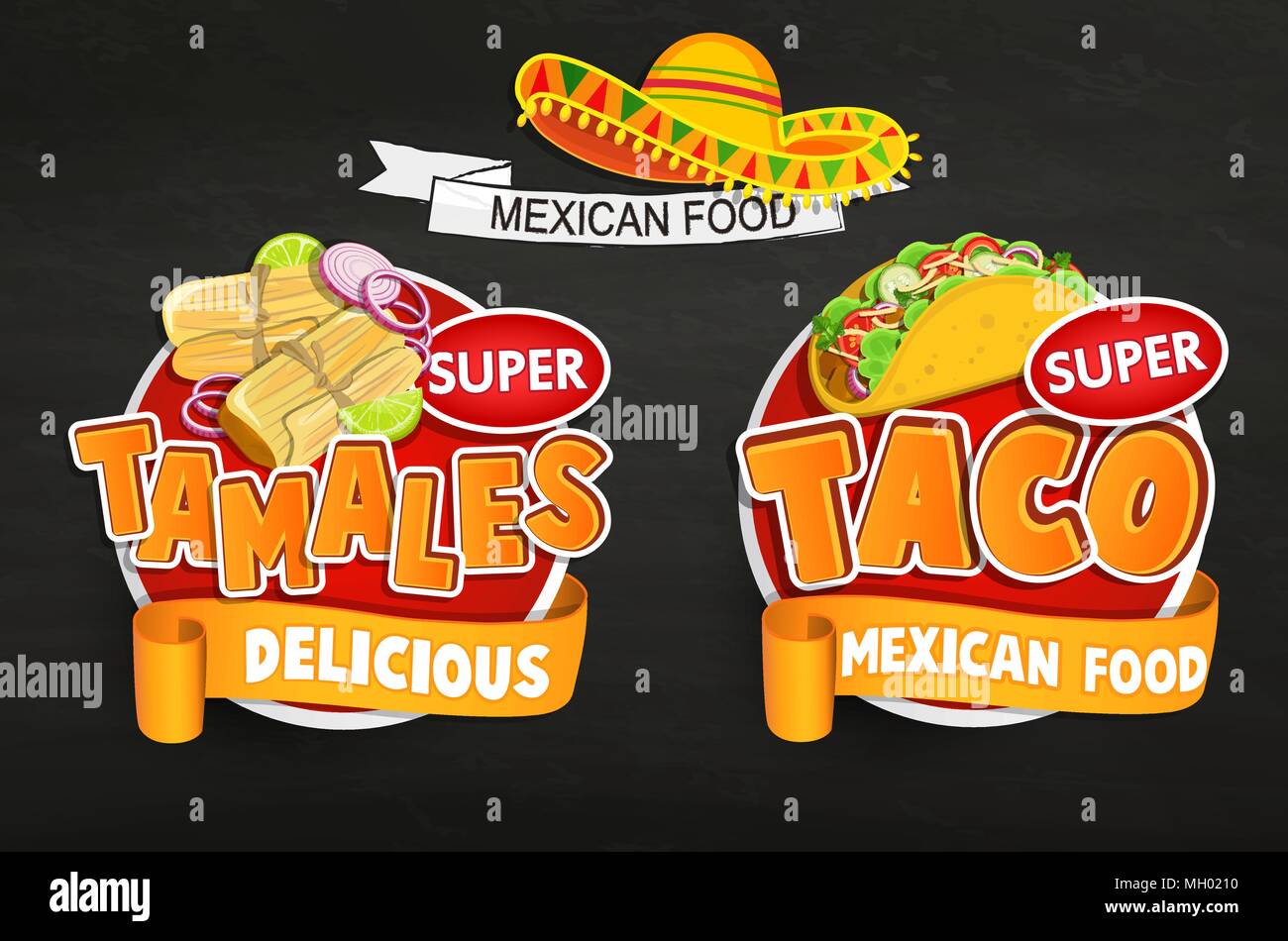 Set of traditional Mexican food logo, emblems, food label or sticker ...