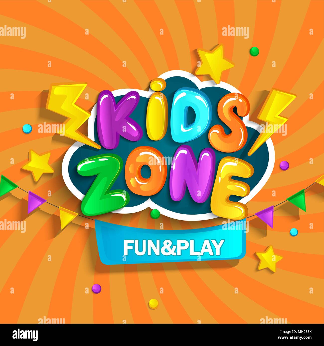 Banner for kids zone in cartoon style. Place for fun and play. Vector ...