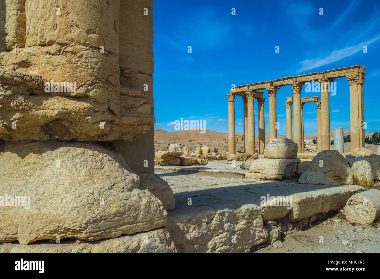 Columns of the Roman ruins of Palmyra, Syria Stock Photo - Alamy