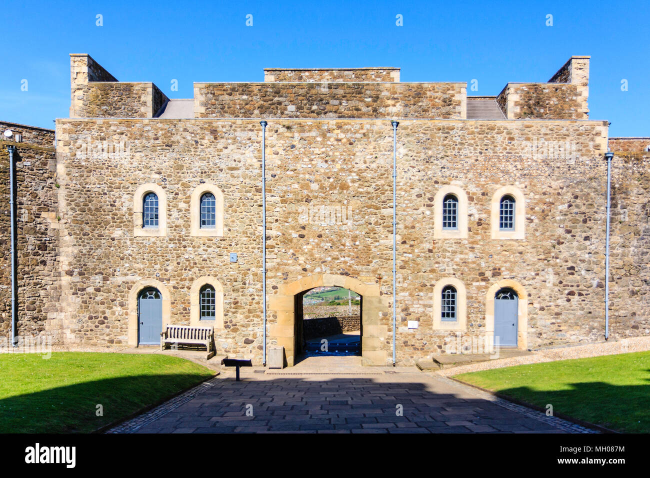 Dover castle, England. The King's gate with double towers, built by ...