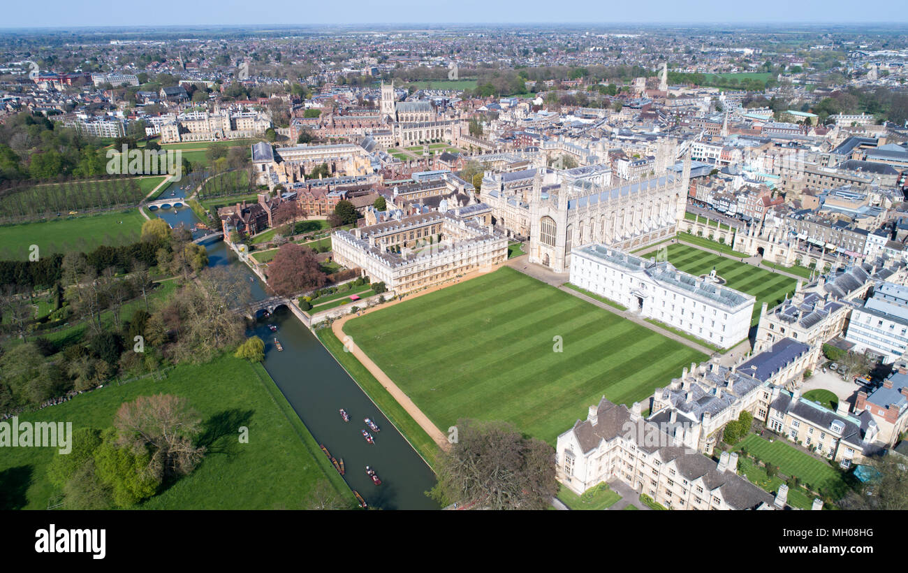 Aerial picture of The Backs and Cambridge University Stock Photo - Alamy