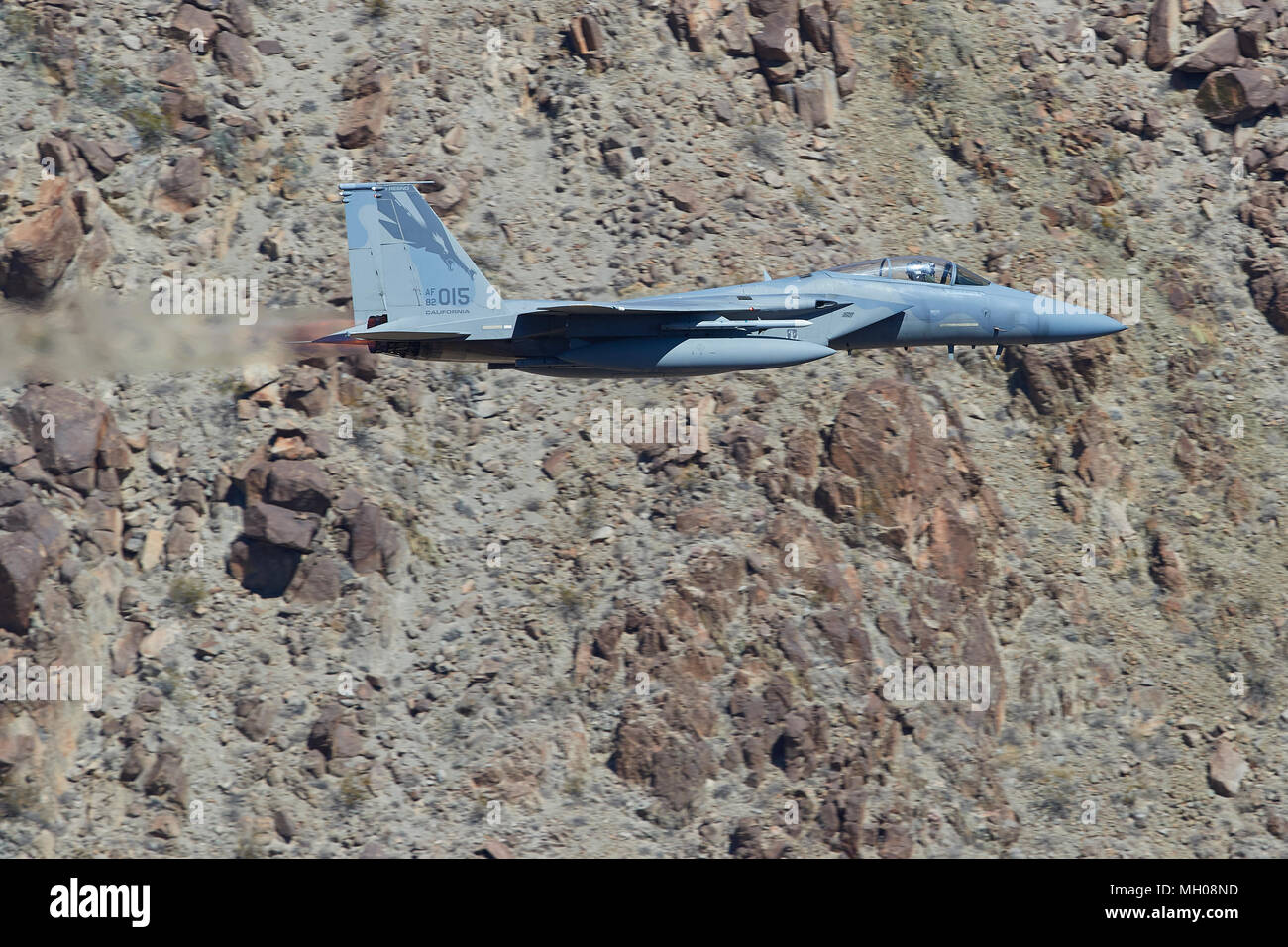 Close Up, Profile View Of A F-15C Eagle Jet Fighter, Reheat Alight ...