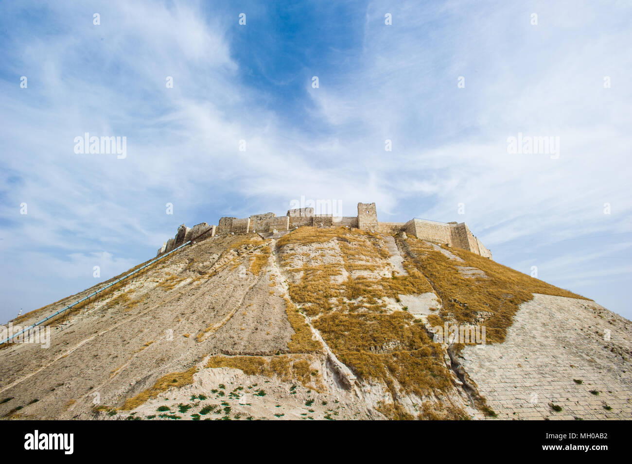 Citadel of Aleppo, a large medieval fortified palace in the centre of ...