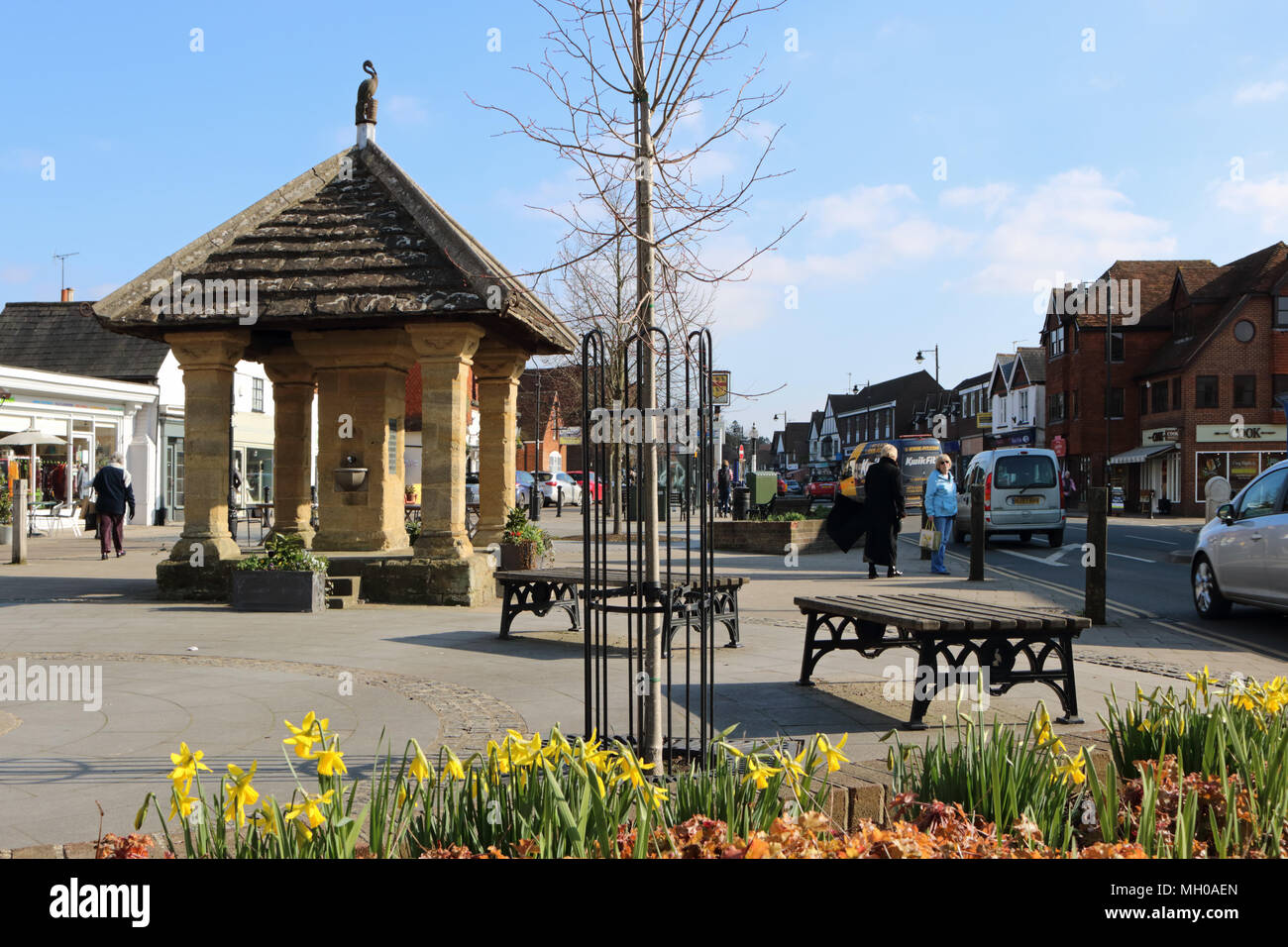 The water fountain at Cranleigh village in Surrey. The largest village ...