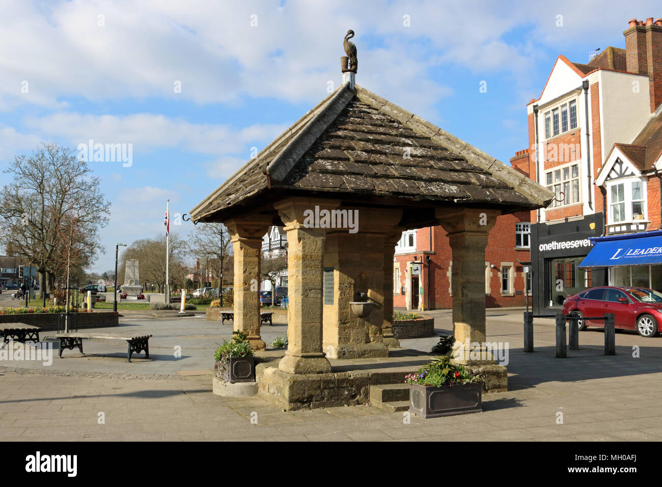 The water fountain at Cranleigh village in Surrey. The largest village ...