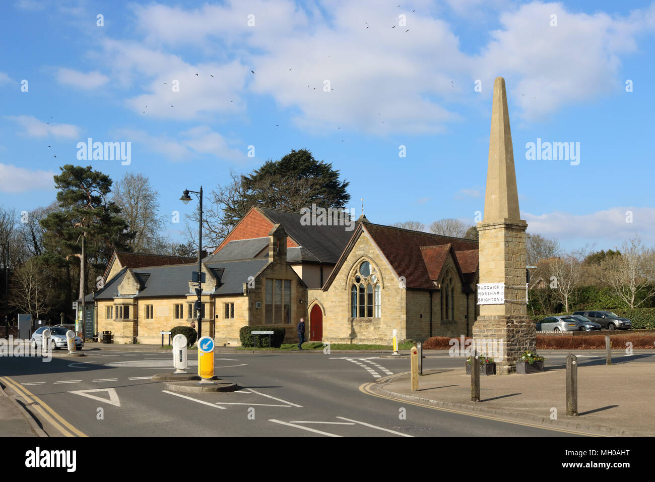 Obelisk at Cranleigh village in Surrey. The largest village in England ...
