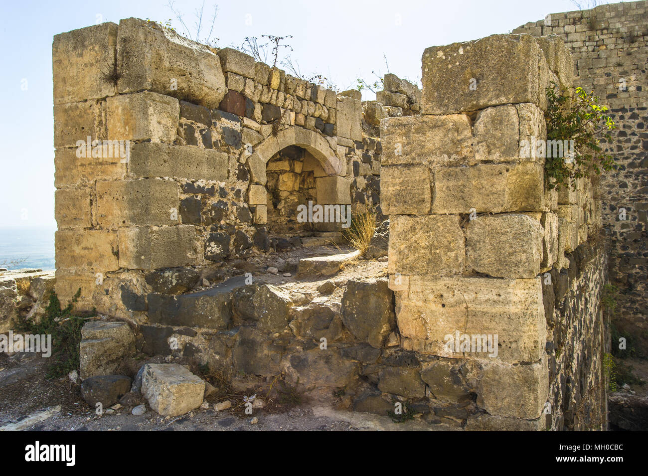 Part of the Krak des Chevaliers, a Crusader castle in Syria and one of ...