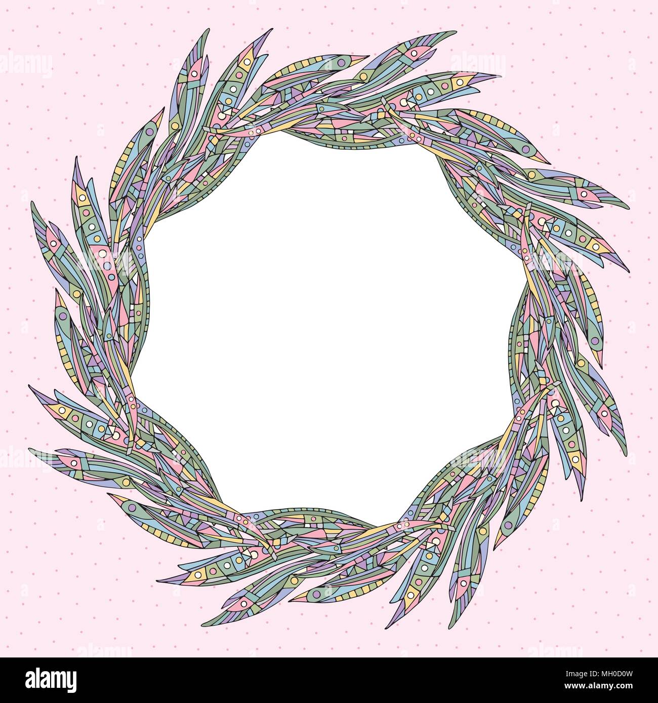 Leaves frame border. Floral leaf banner for text vector design ...