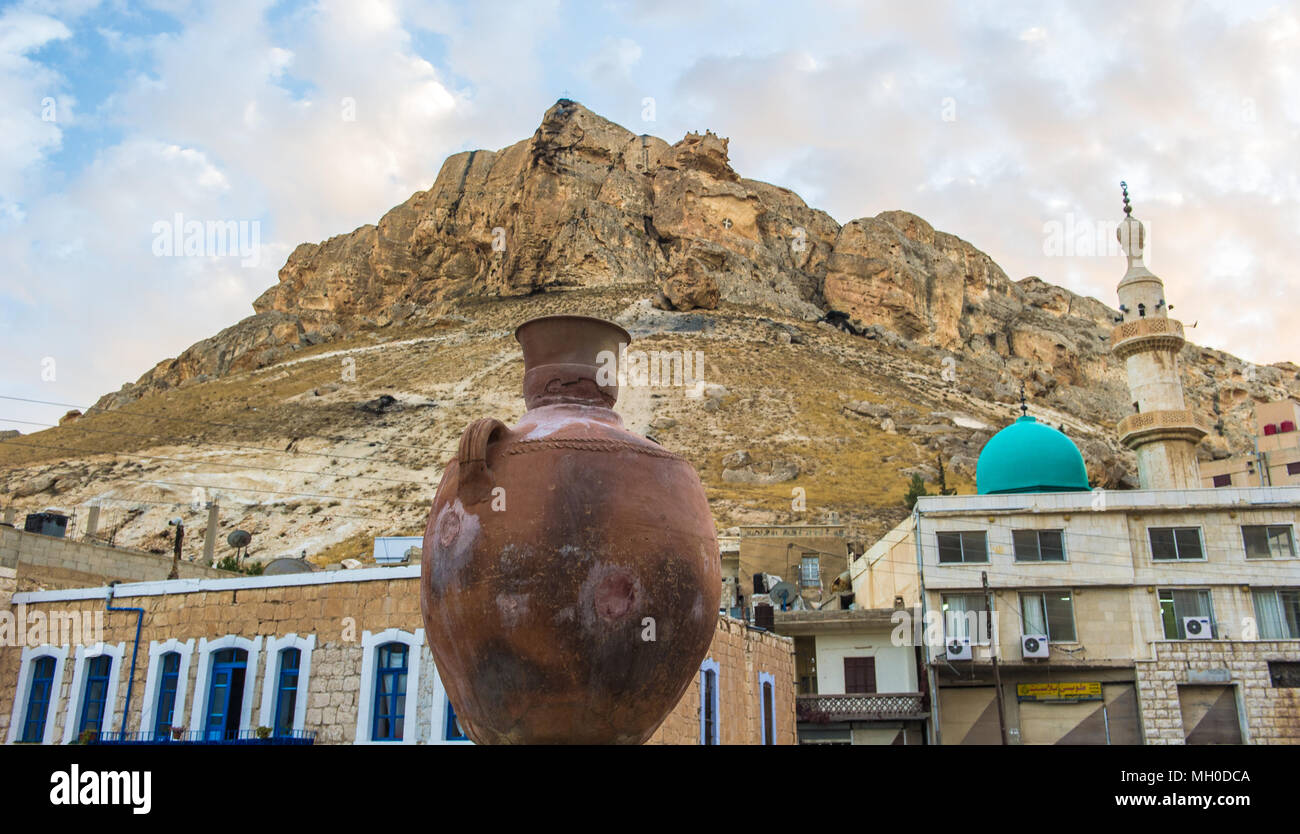 Ma'loula or Maaloula, a village in the Rif Dimashq Governorate in Syria ...