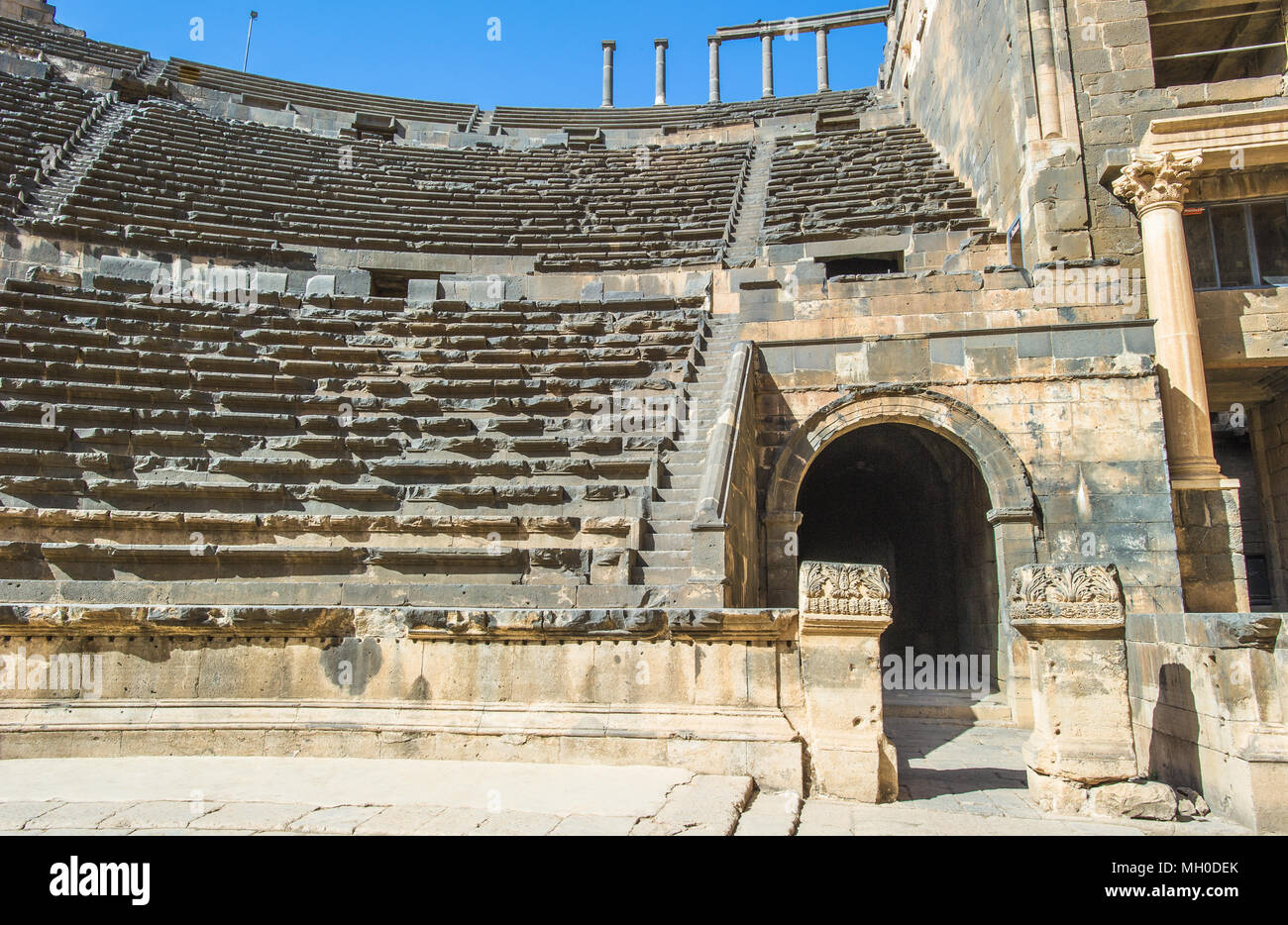 Roman Theatre at Bosra , an ancient Roman theatre in Bosra, Syria Stock ...