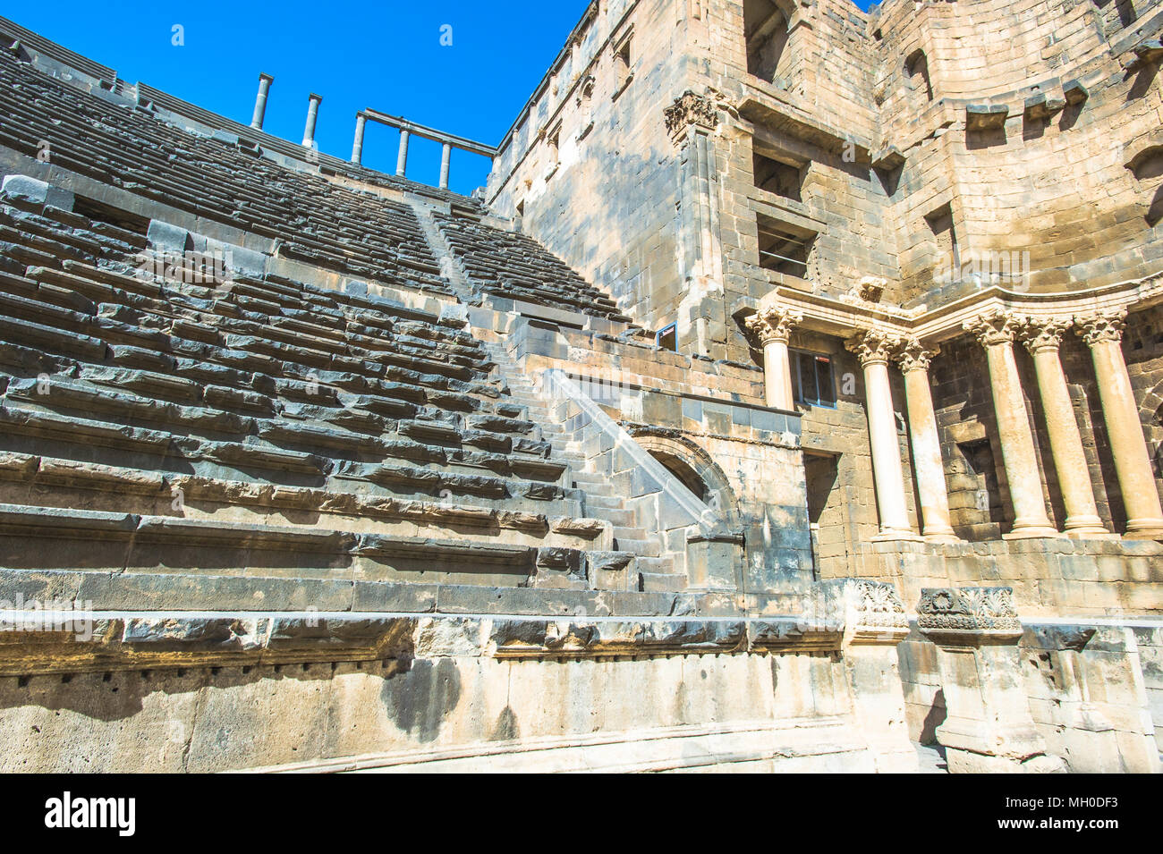 Roman Theatre at Bosra , an ancient Roman theatre in Bosra, Syria Stock ...