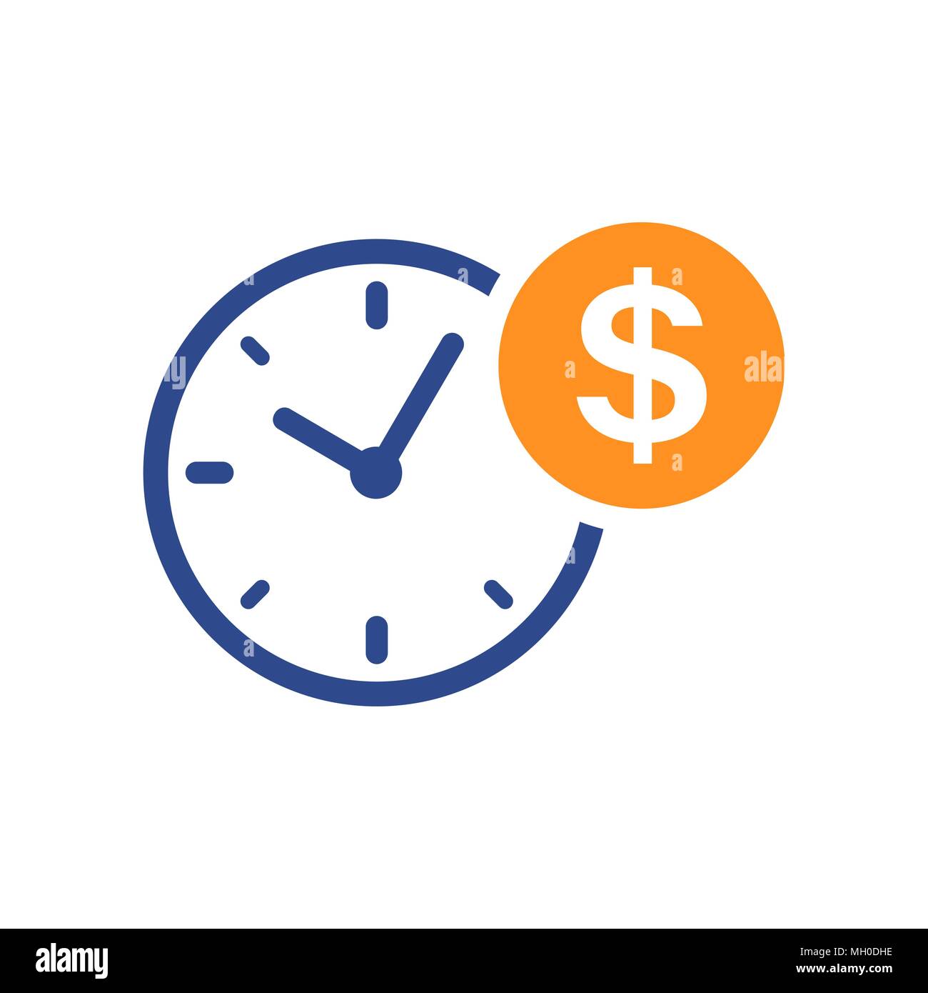 Business and finance management icon in flat style. Time is money ...