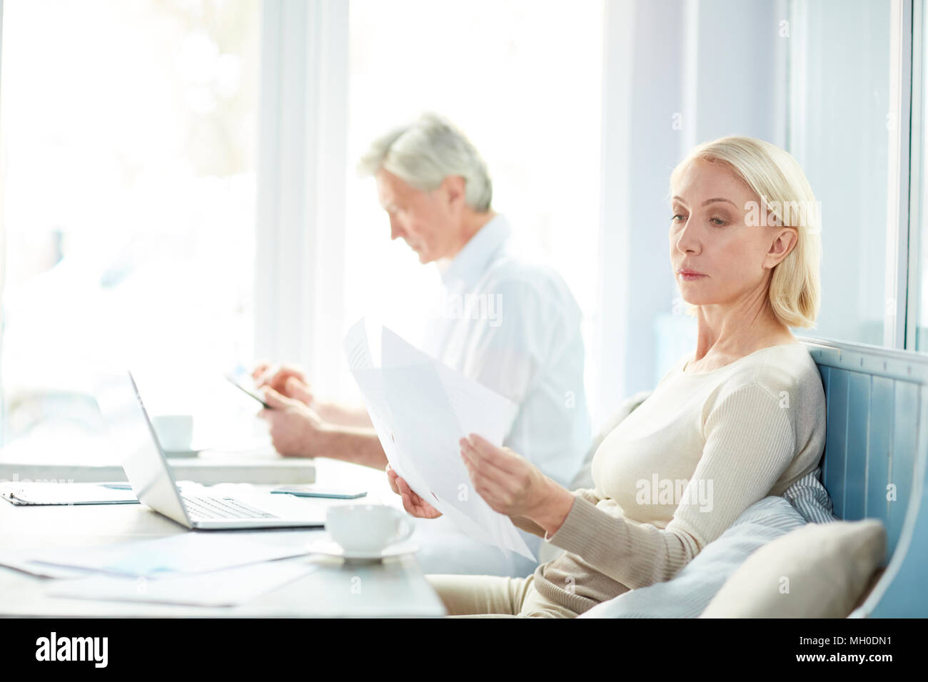 Work in cafe Stock Photo - Alamy