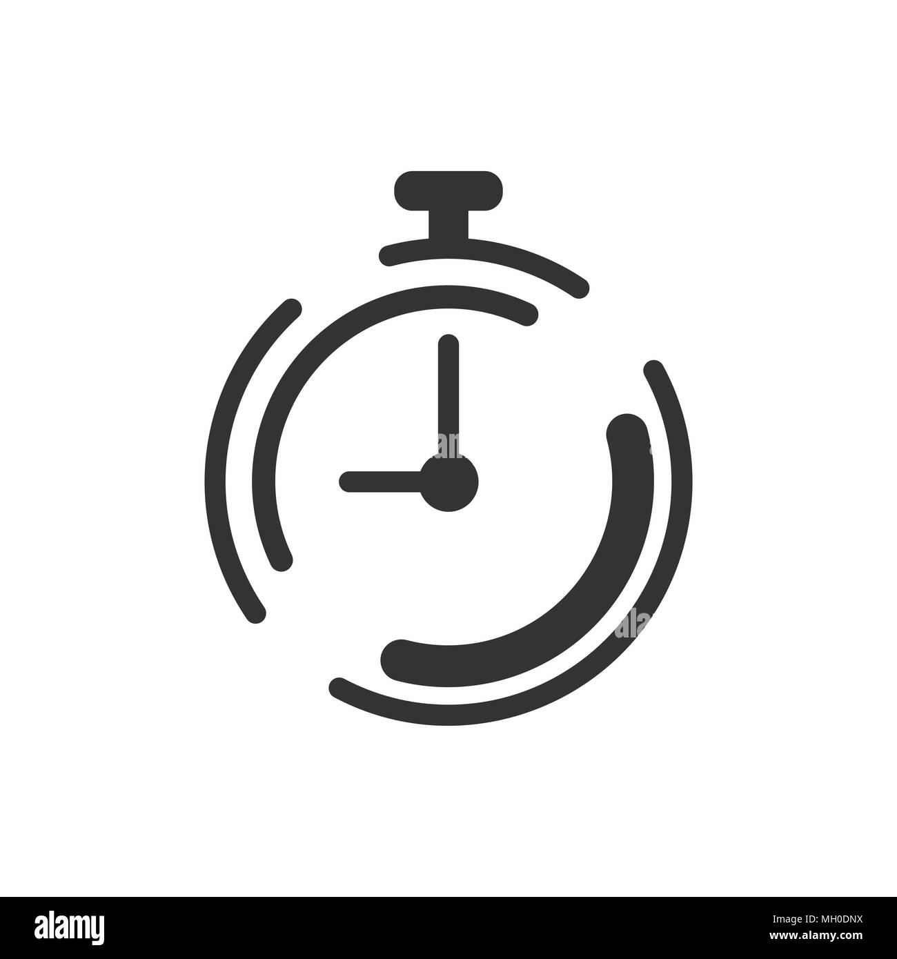 Clock timer icon in flat style. Time alarm illustration on white ...