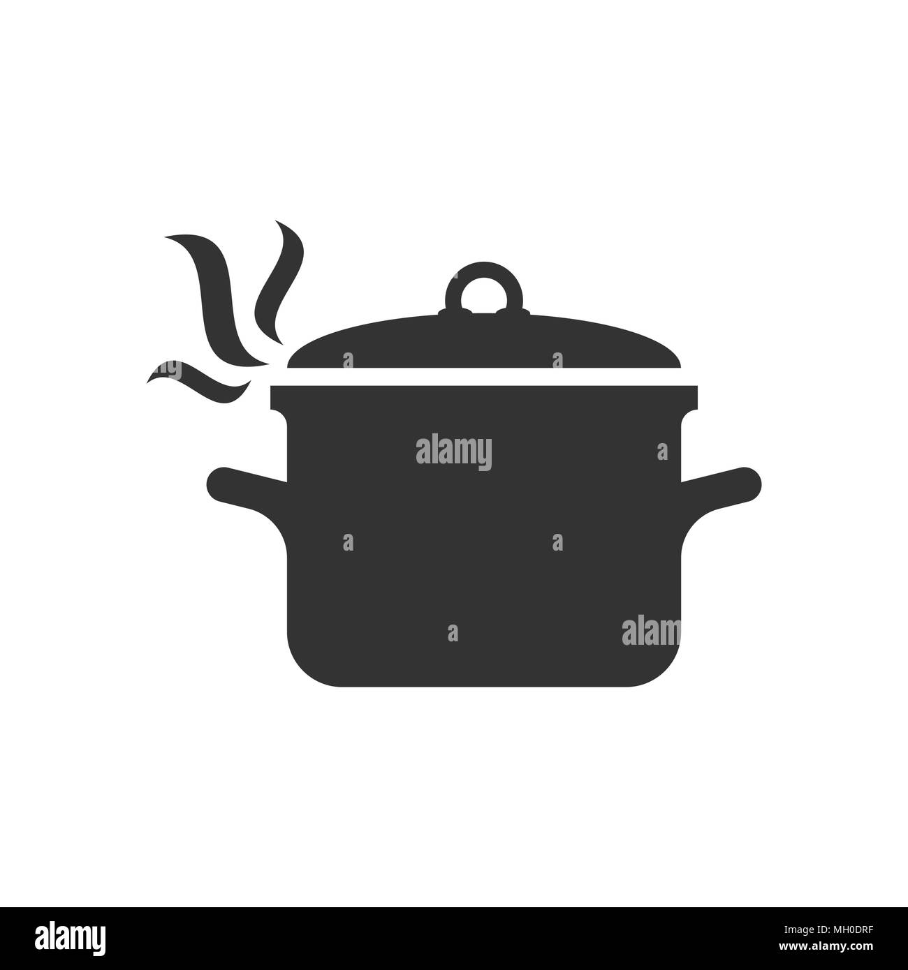 Cooking pan icon in flat style. Kitchen pot illustration on white ...