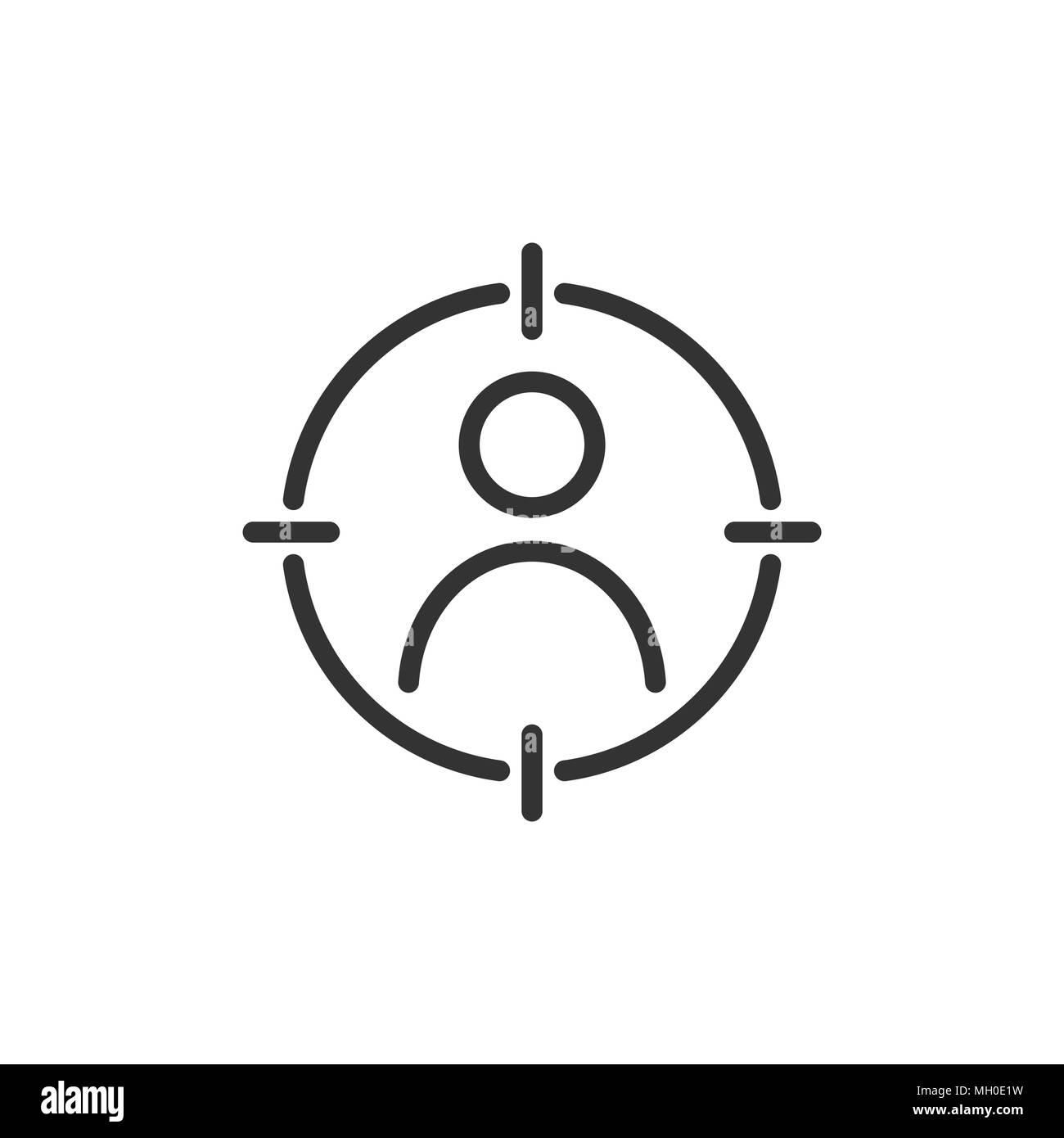 Target audience icon in flat style. Marketing target strategy ...