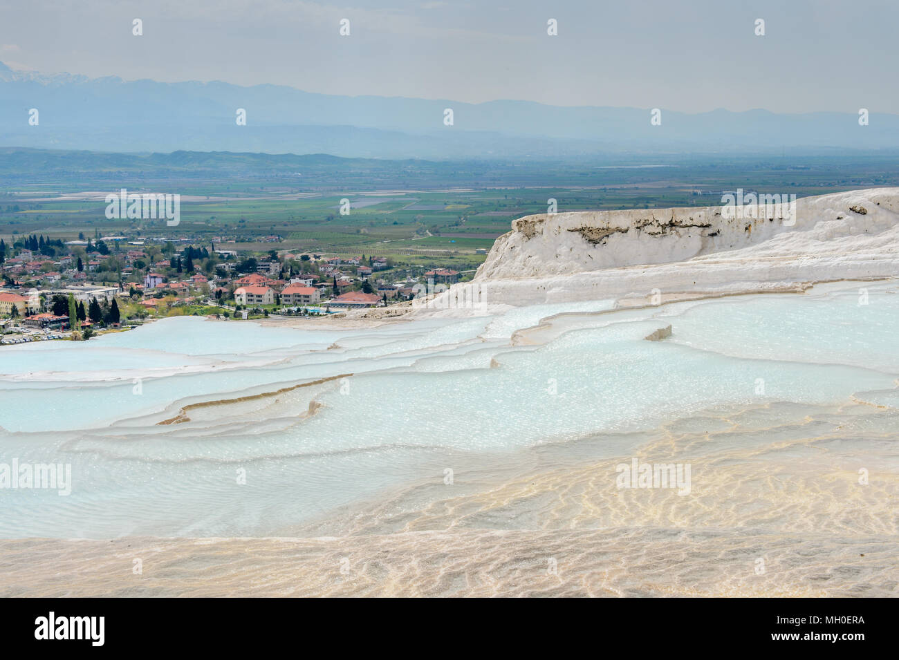 Natural travertine terraces and pools in Pamukkale ,Turkey (Cotton ...