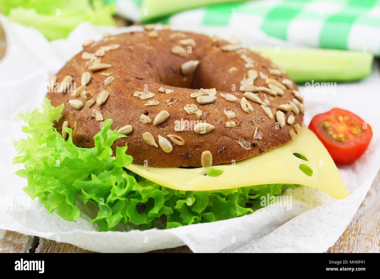 Bagel with cheese closeup hi-res stock photography and images - Alamy