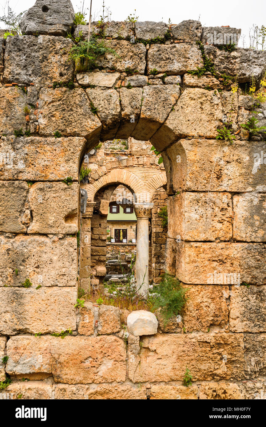 Ancient ruins in the historic part of Antalya, Turkey Stock Photo - Alamy