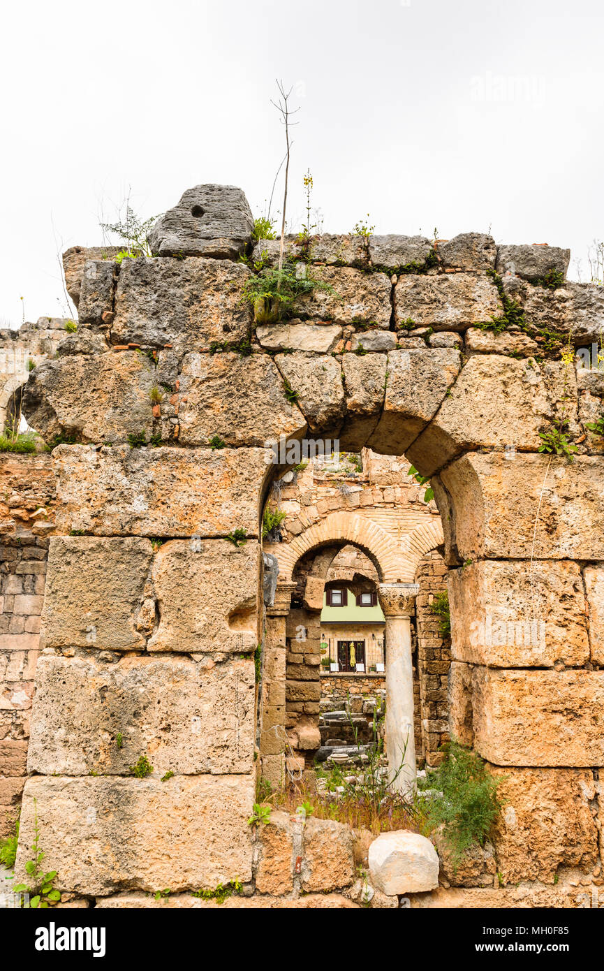 Ancient ruins in the historic part of Antalya, Turkey Stock Photo - Alamy