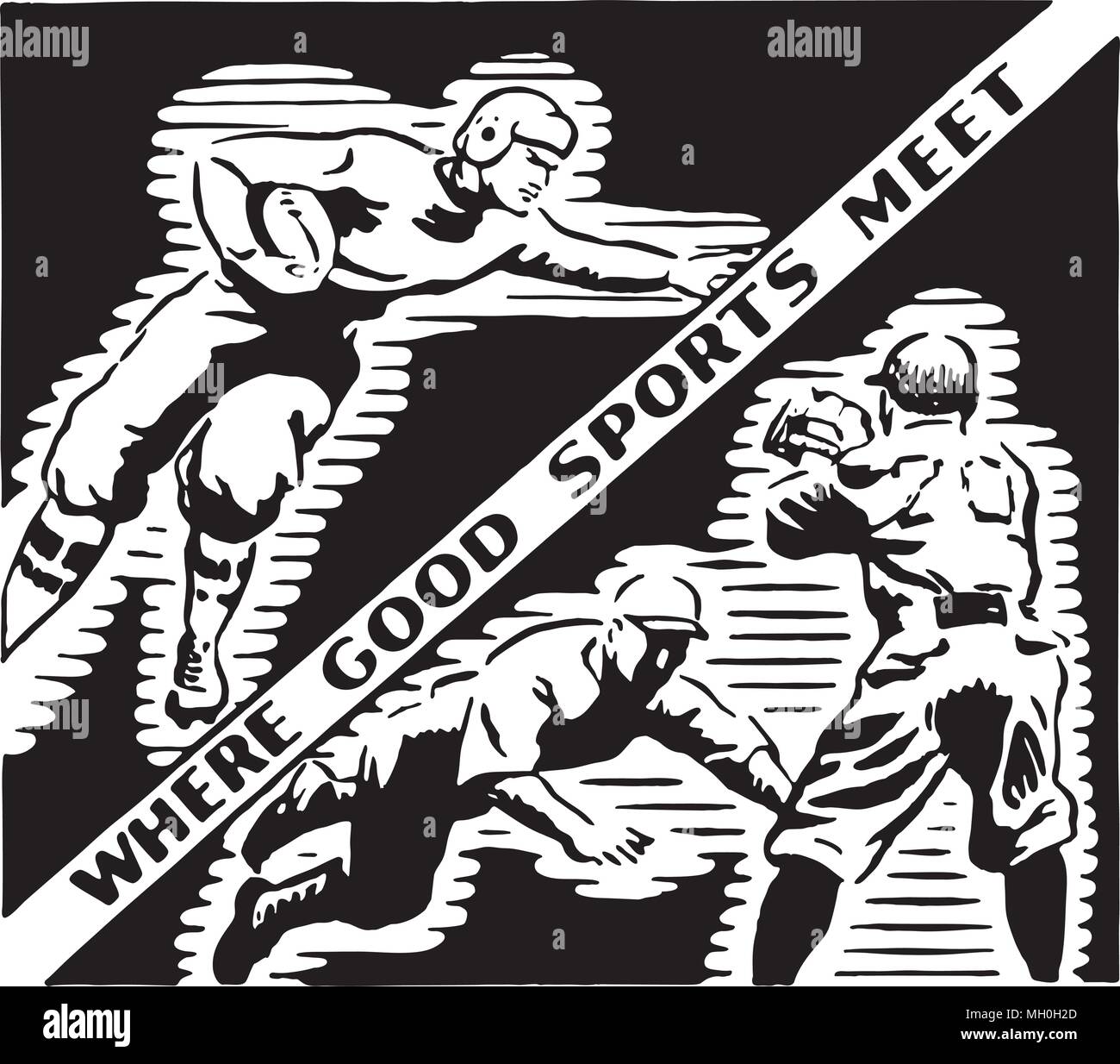 Where Good Sports Meet - Retro Ad Art Banner Stock Vector Image & Art ...
