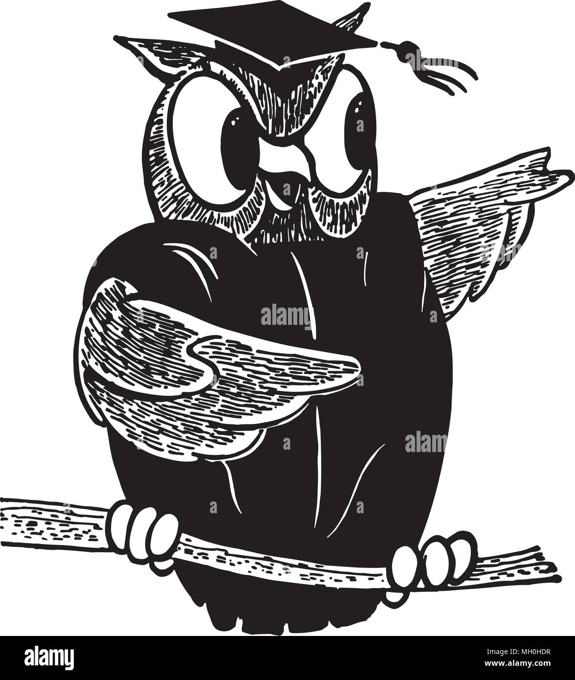Wise Old Owl - Retro Clipart Illustration Stock Vector Image & Art - Alamy